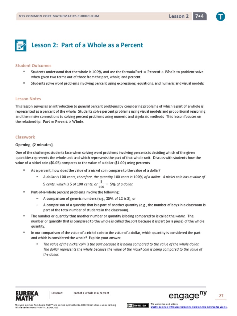 Math g7 m4 Topic A Lesson 2 Teacher | PDF | Common Core State Standards ...