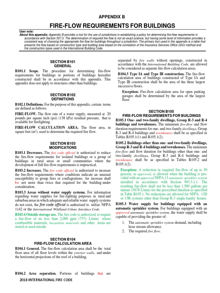 2018 Appendix B - Fire Flow Requirements For Buildings | PDF | Fire ...