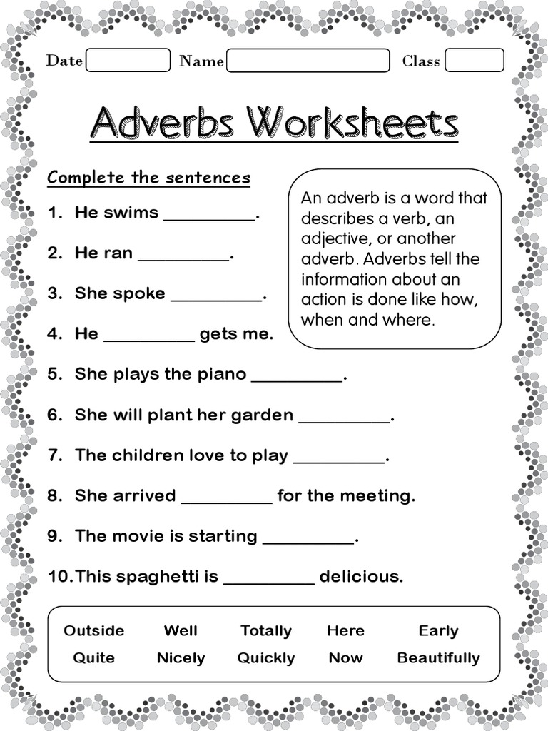 Adverbs Of Time Worksheet For Grade 2