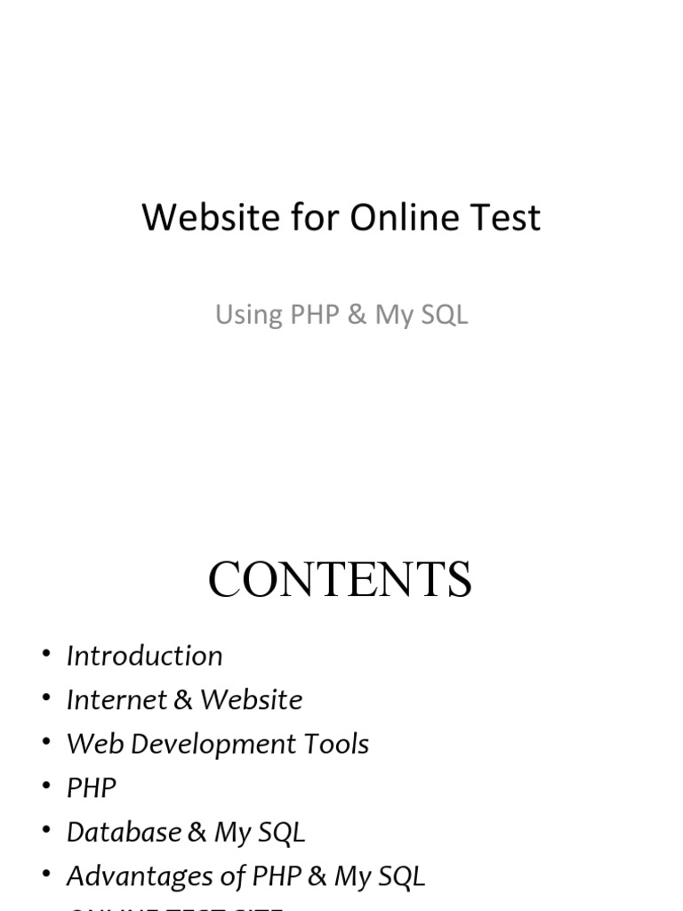 PHP & MySQL Online Test Website Guide | PDF | My Sql | Php