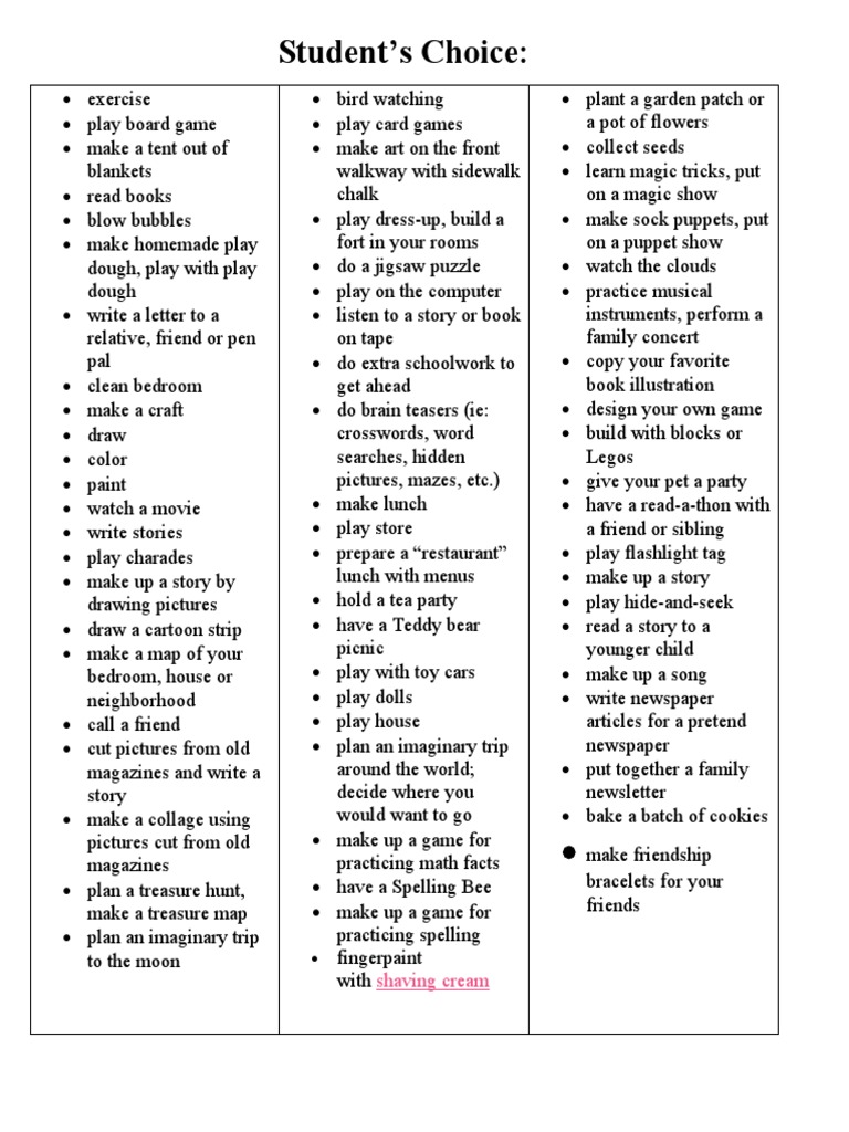 Students Choice | PDF | Leisure