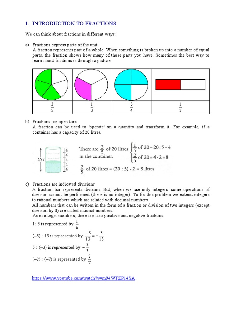 Introduction To Fractions | PDF | Fraction (Mathematics) | Numbers