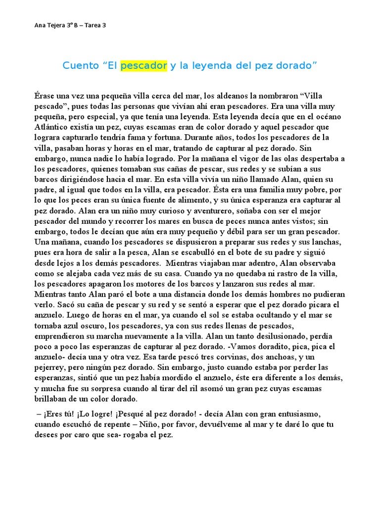 Cuento El Pescador y El Pez Dorado | PDF | Pescado