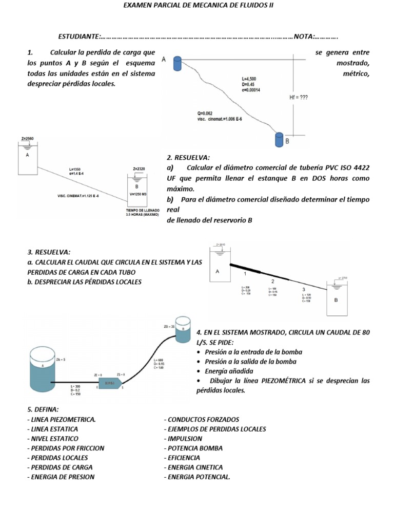 Examen Parcial de Mecanica de Fluidos Ii | PDF