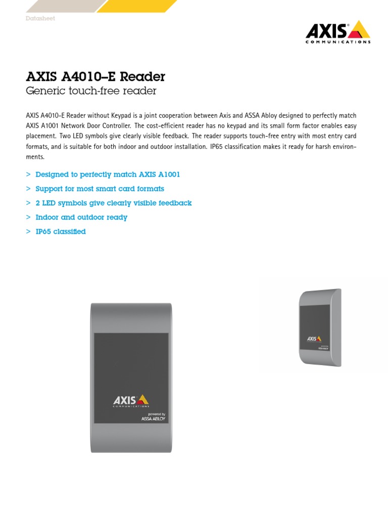 Axis A4010-E MIFARE Card Reader | PDF | Electrical Engineering ...