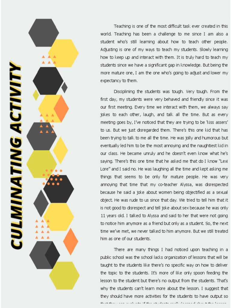 Culminatin Activity Reflection | PDF