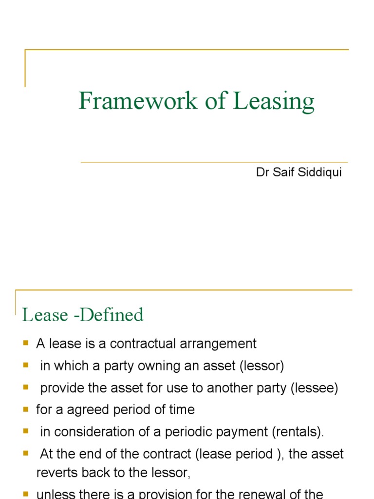 Framework of Leasing: DR Saif Siddiqui | PDF | Lease | Investing