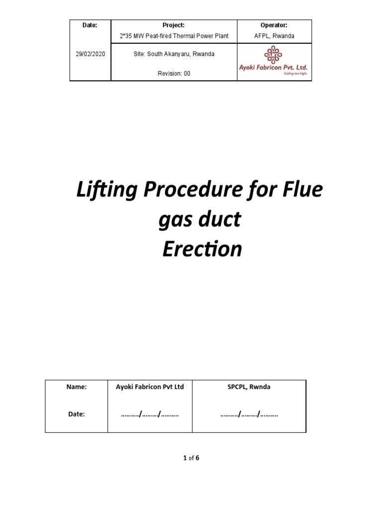 Method Statement For Flue Gas Duct | PDF | Crane (Machine ...