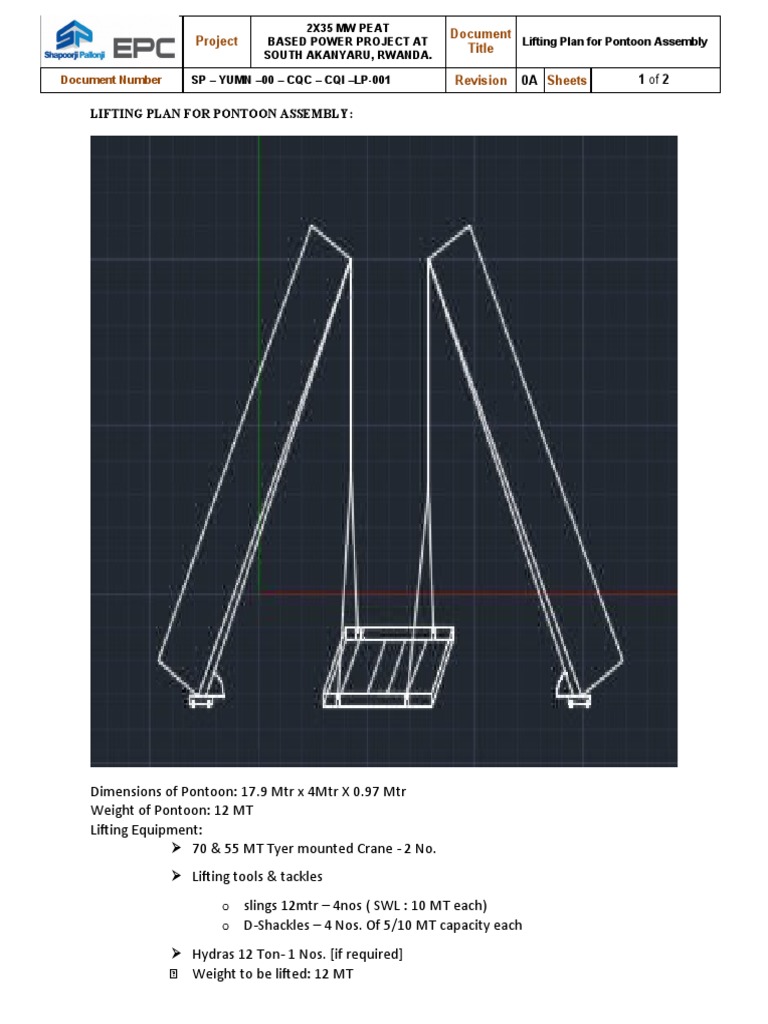 Pontoon Lifting Plan for Engineers | PDF