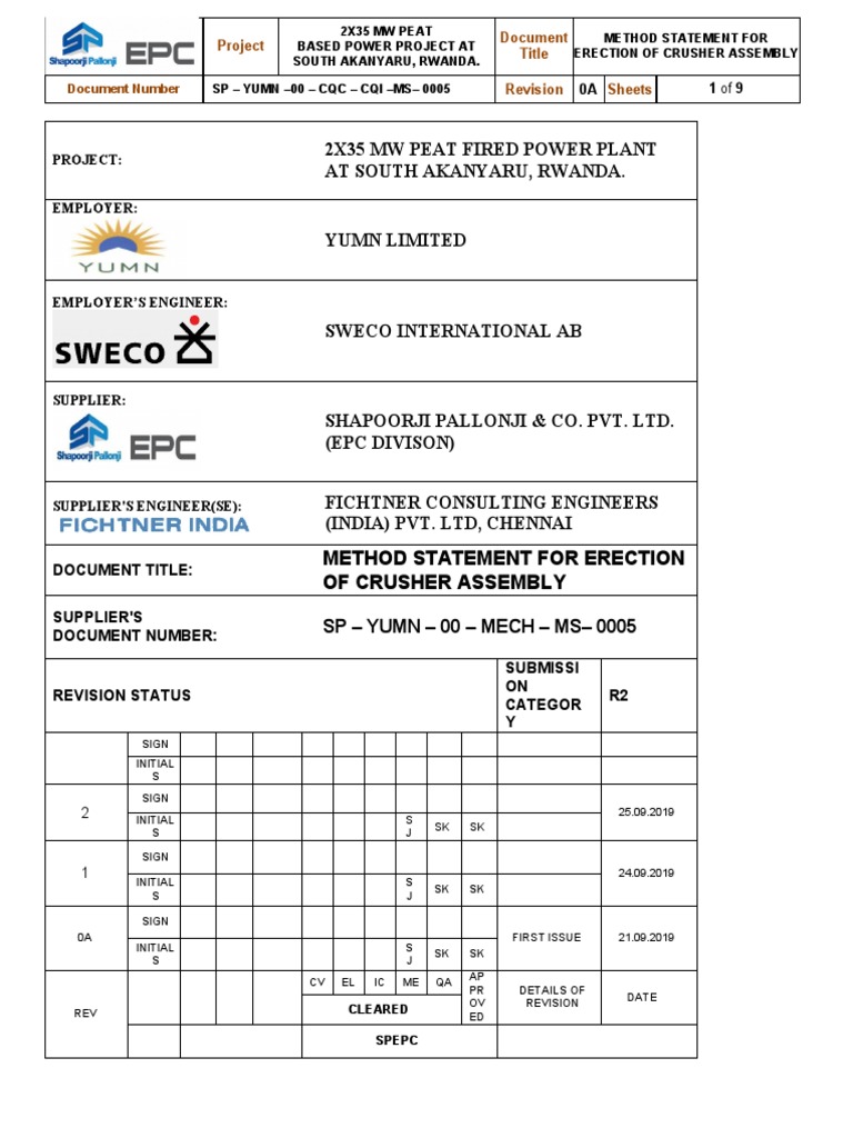 MS For Crusher Assembly | PDF | Crane (Machine) | Manufactured Goods
