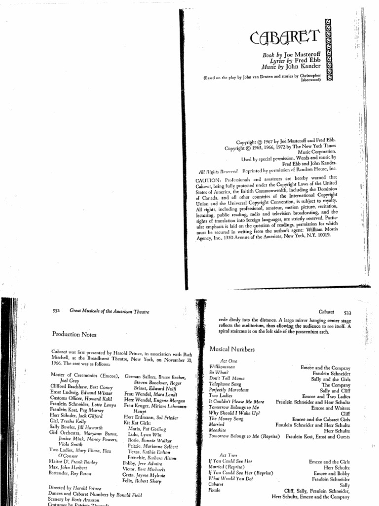 Cabaret - Libretto | PDF