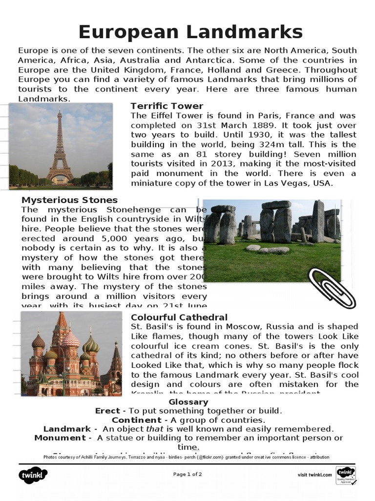 European Landmarks: Terrific Tower | PDF