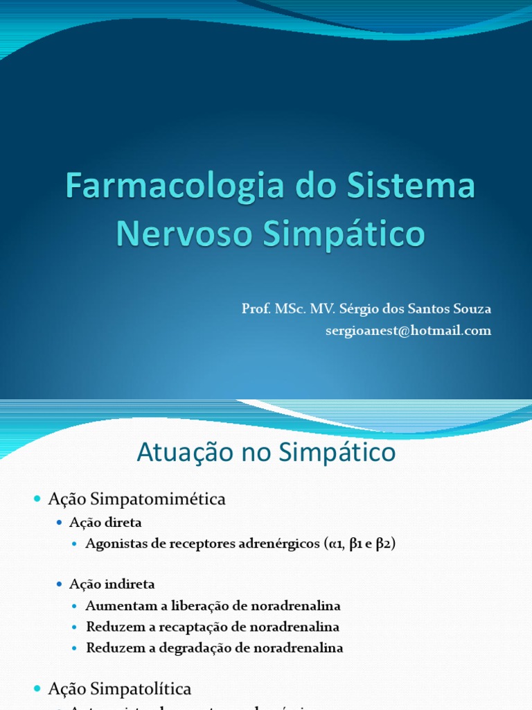 Farmacologia do Sistema Nervoso Simpático | PDF | Norepinefrina ...