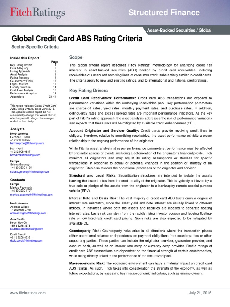 Global Credit Card ABS Rating Criteria | PDF | Asset Backed Security ...
