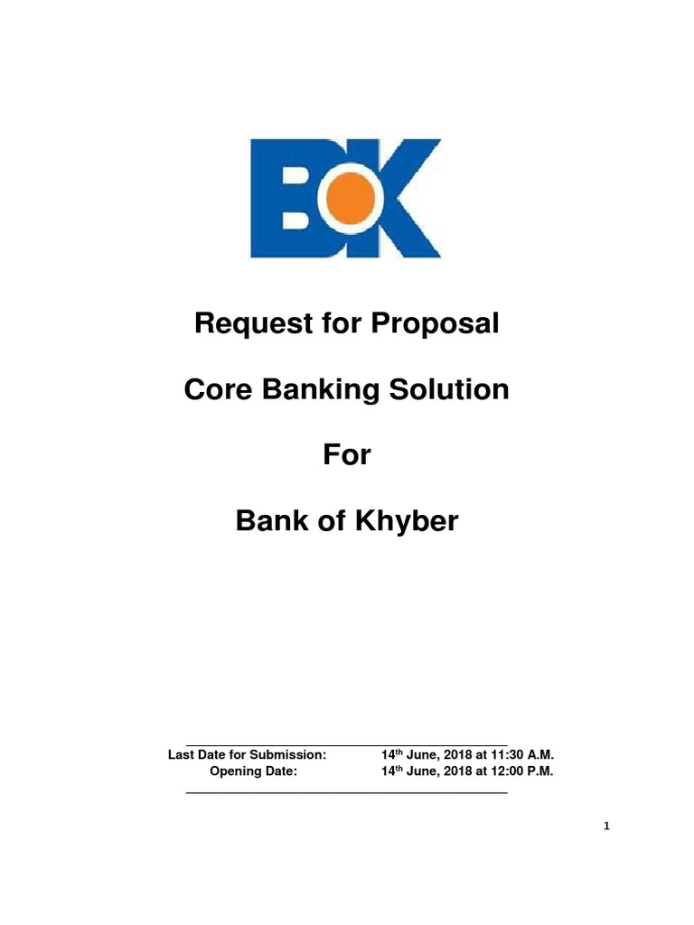 RFP for Core Banking Solution at BoK | PDF | Financial Action Task ...
