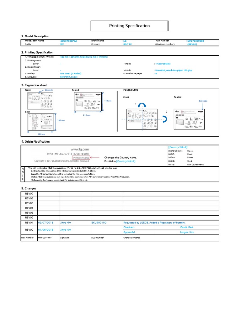 Printing Specification: 1. Model Description | PDF
