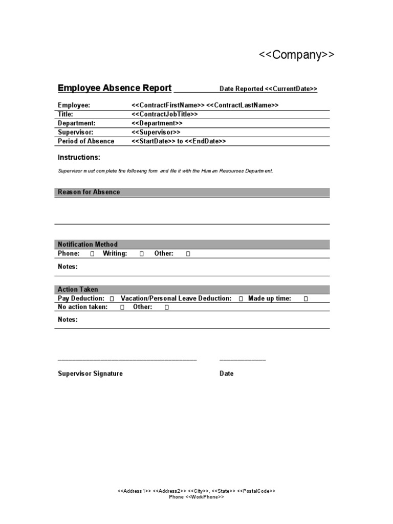 Employee Absence Report | PDF