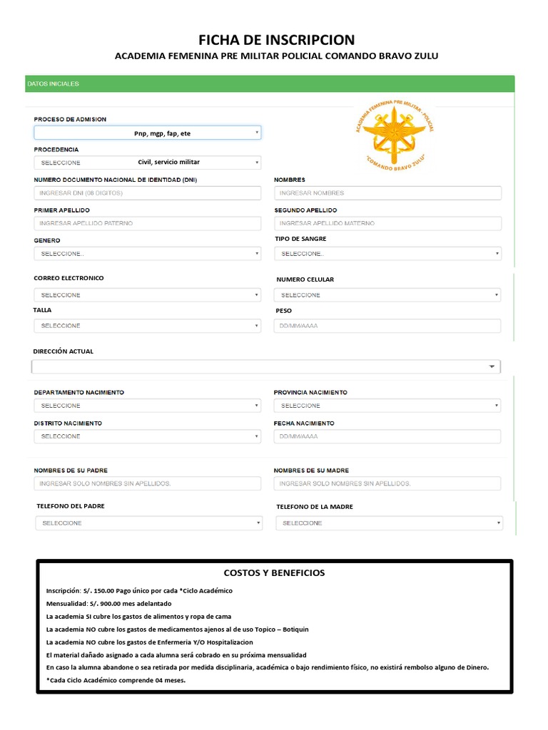 Ficha de Inscripcion PDF | PDF