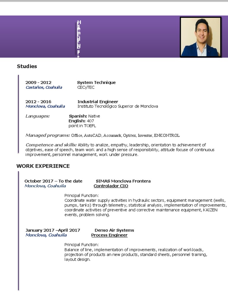 CV Ham Ingles | PDF | Economic Sectors | Engineering
