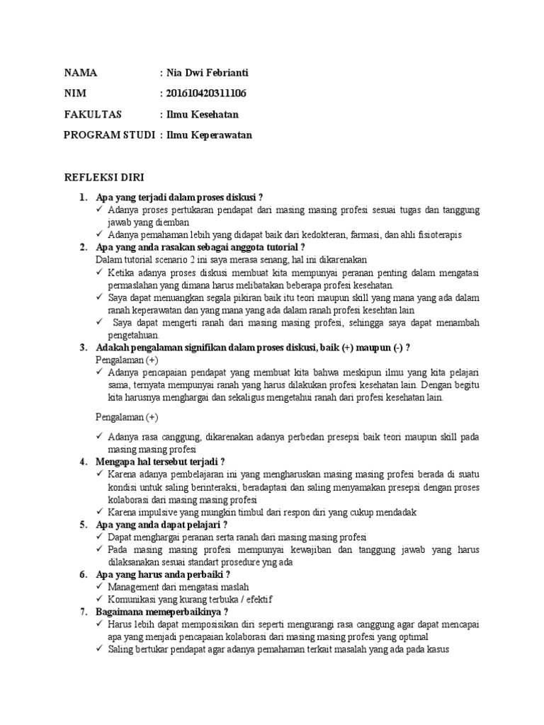 21.2 Refleksi Diri Skenario 2 IPE - Tutor 33 | PDF