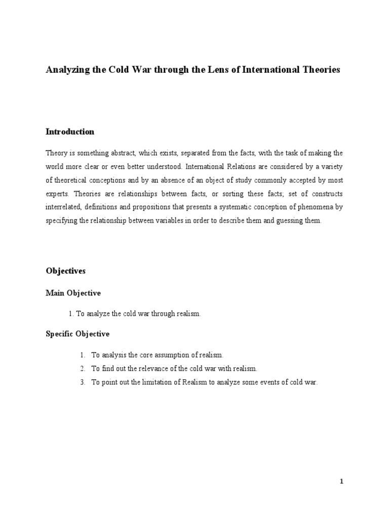 Analyzing The Cold War Through The Lens of International Theories | PDF ...