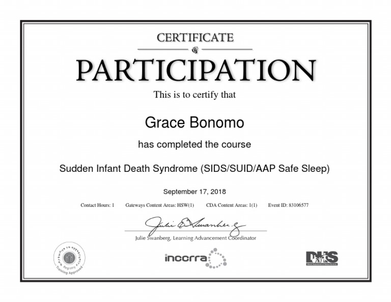 Sids Main Complete Training View Certificate For Sudden Infant Death ...
