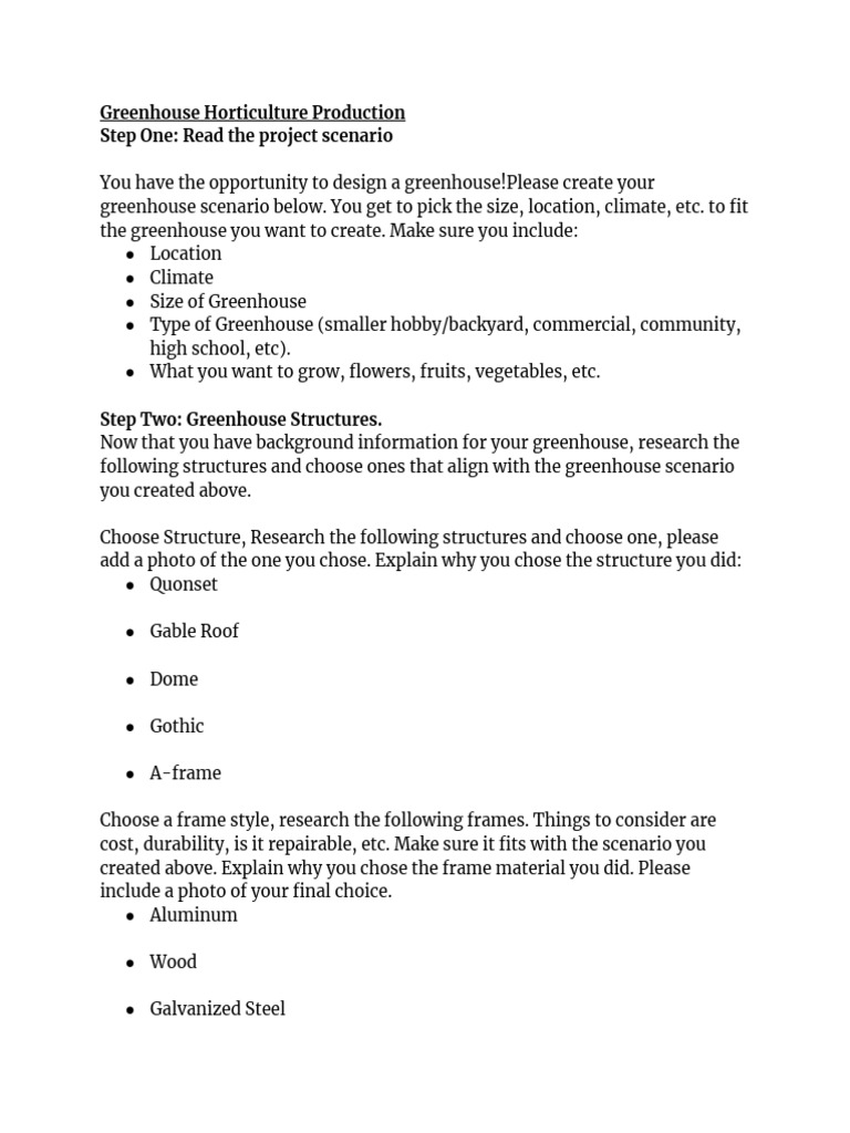 Greenhouse Project | PDF | Greenhouse | Civil Engineering