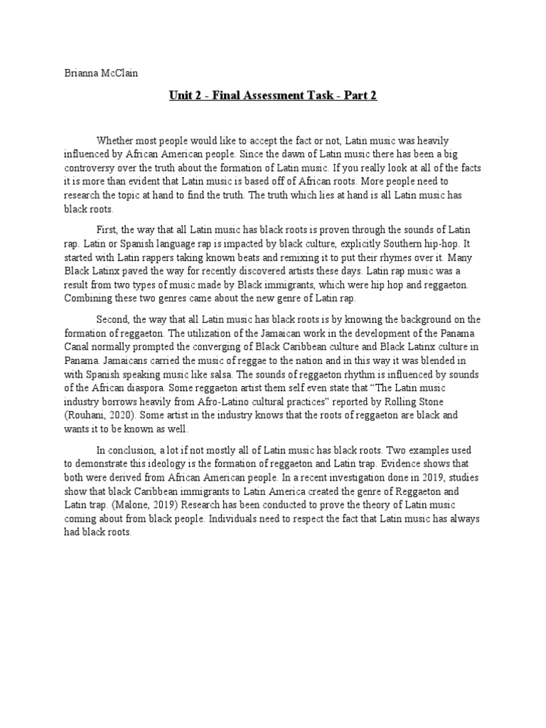 Unit 2 - Final Assessment Task - Part 2 | PDF | Hip Hop Music | Popular ...