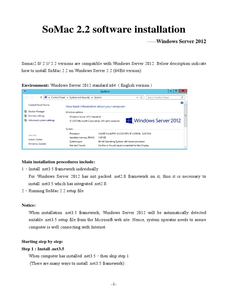 SoMac 2.2 Installation On Windows Server 2012 | PDF | Microsoft Windows | System Software