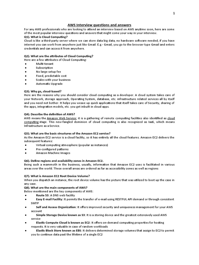 AWS Interview Questions and Answers | PDF | Amazon Web Services | Cloud ...