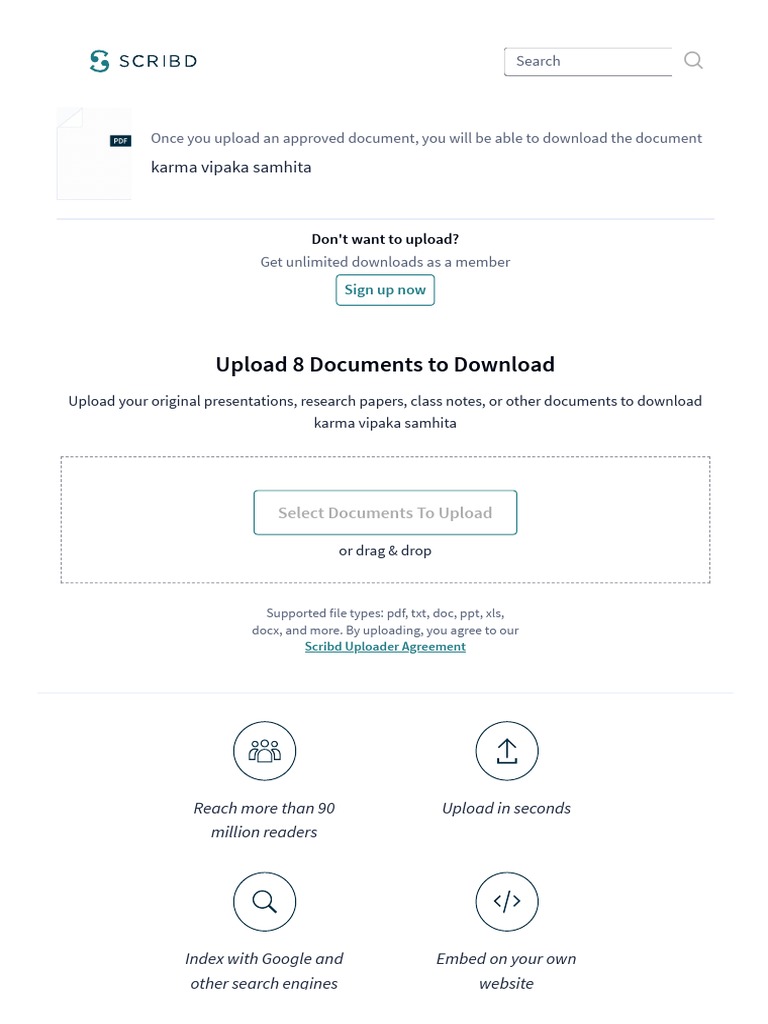 Upload 8 Documents To Download: Karma Vipaka Samhita | PDF | Scribd | Multimedia