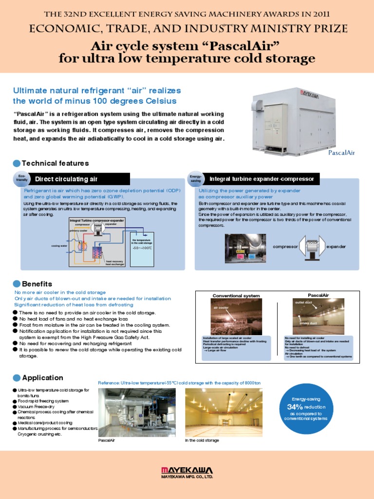 Air Cycle System "Pascalair" For Ultra Low Temperature Cold Storage ...