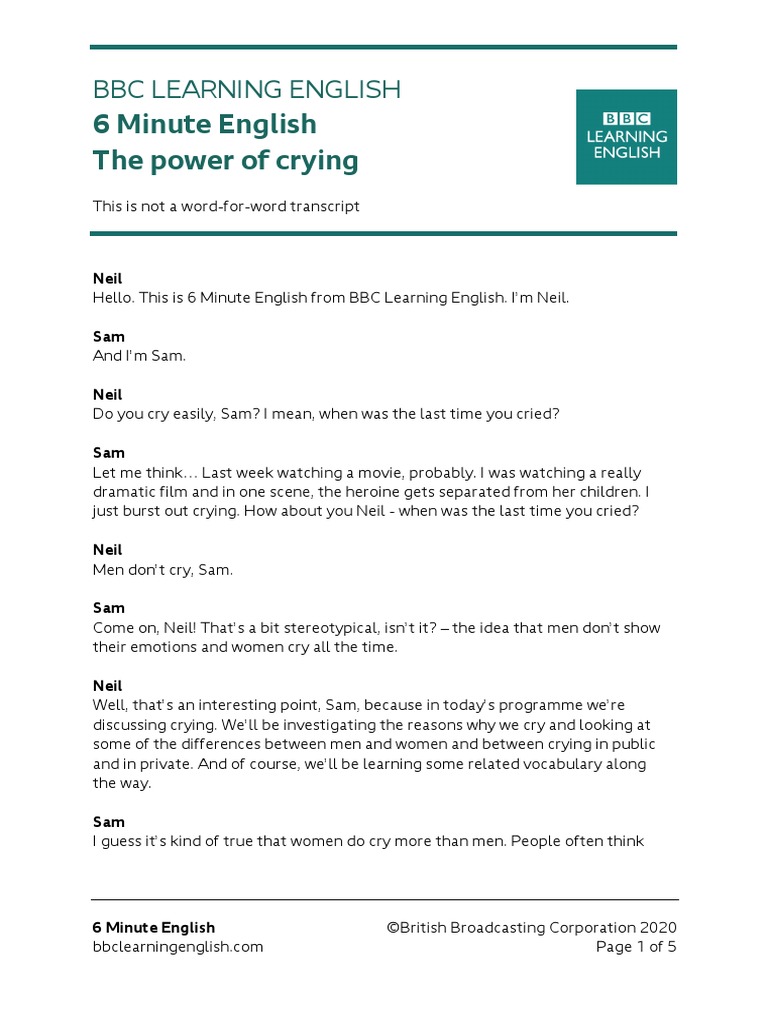 6 Min English - Power of Crying | PDF