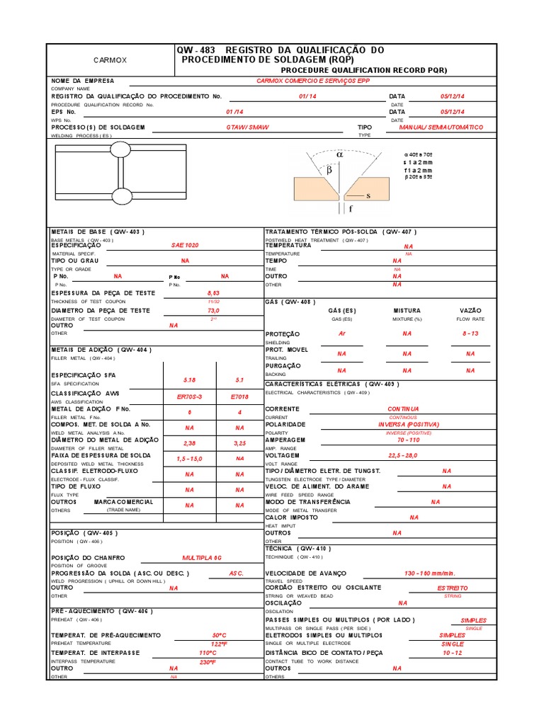 Procedure Qualification Record for Gas Tungsten Arc Welding and ...
