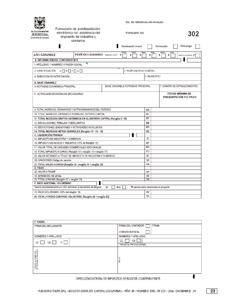 Formulario - 302 ICA | PDF
