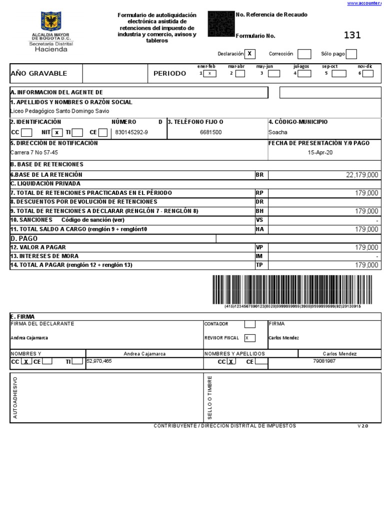 Formulario Retencion ICA | PDF | Microsoft | Informática
