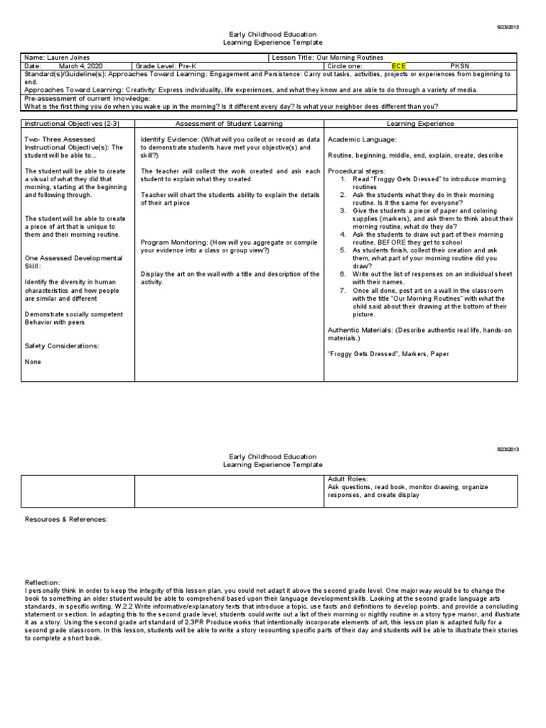 Visual Arts Lesson Plan | PDF | Lesson Plan | Early Childhood Education