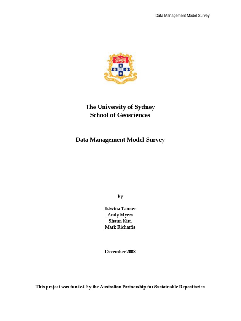 Tanner Data Management Model Survey | PDF | Thesis | Metadata