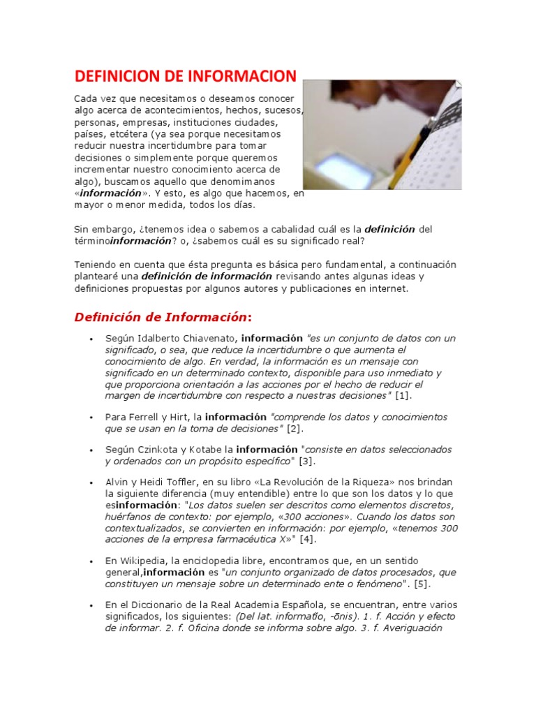 Definicion de Informacion | PDF | Información | Toma de decisiones