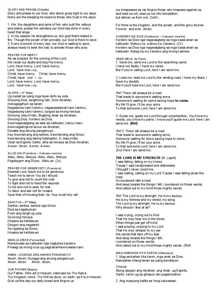 Songs For Sunday Mass Jun272010 Song Sheet) | PDF | Mercy | Prayer