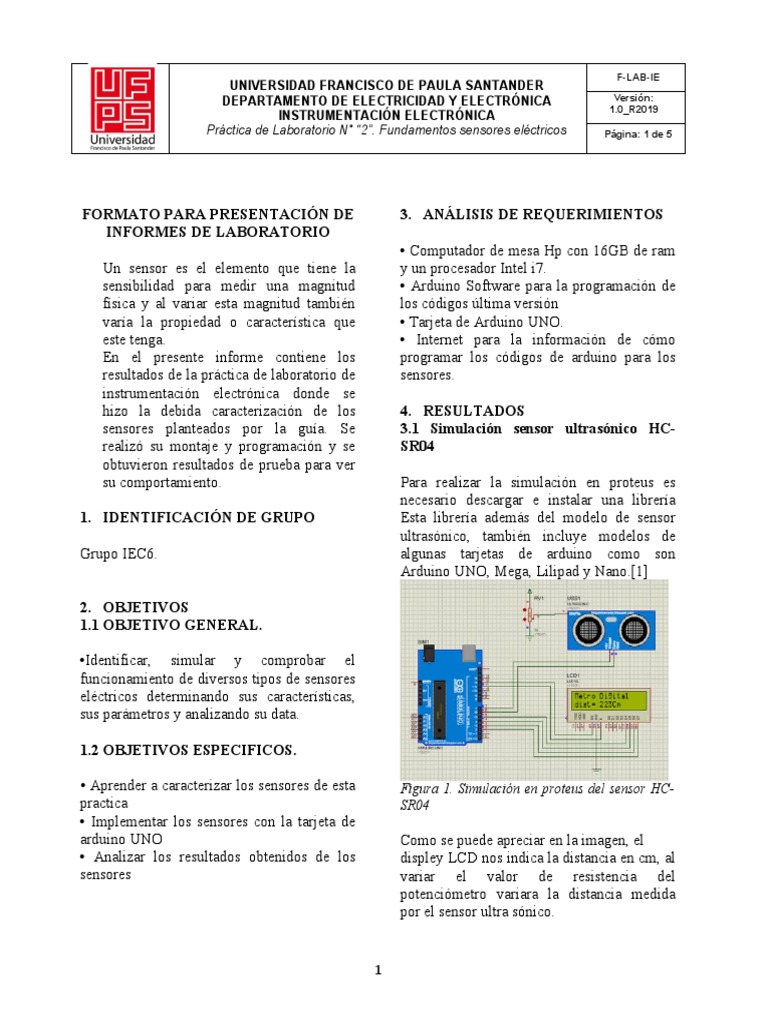 Informe de Laboratorio N2 Fundamentos de Sensores Electricos | PDF | Sensor | Arduino