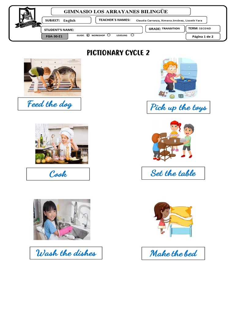 Feed The Dog Pick Up The Toys: Pictionary Cycle 2 | PDF