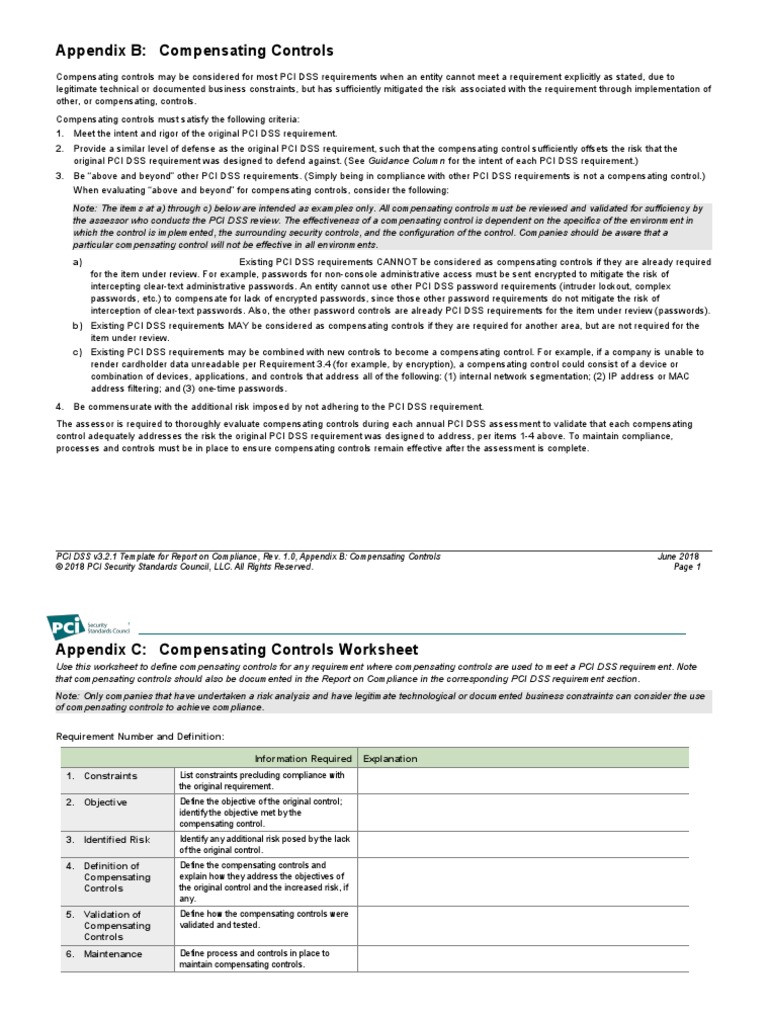 Appendix B: Compensating Controls | PDF | Payment Card Industry Data ...