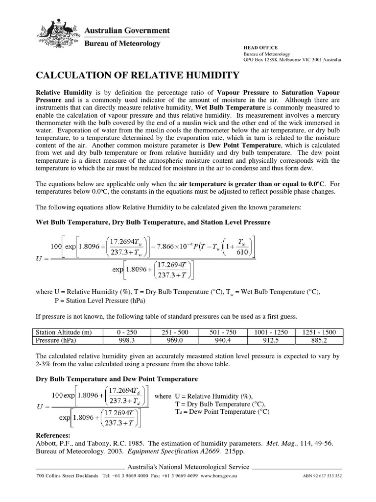 Calc-Relative Humidity PDF | PDF | Humidity | Relative Humidity