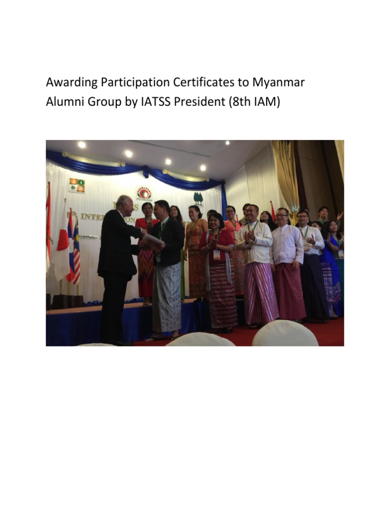 Awarding Participation Certificates To Myanmar Alumni Group by IATSS ...