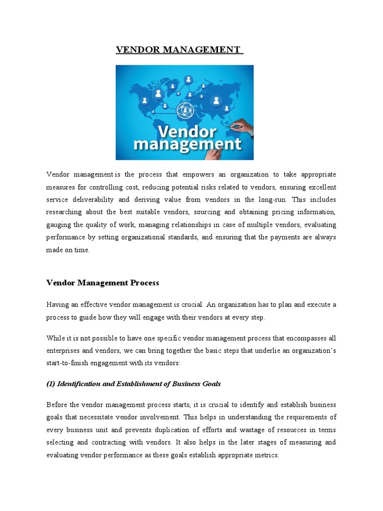 Vendor Management | PDF | Performance Indicator | Inventory