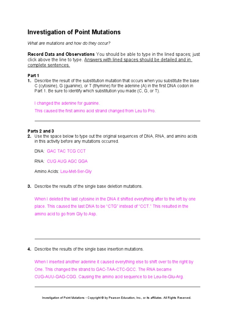 Virtual Lab-Point Mutations | PDF | Point Mutation | Mutation