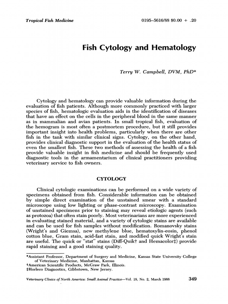 Fish Cytology and Hematology: Providing Valuable Insight into the ...