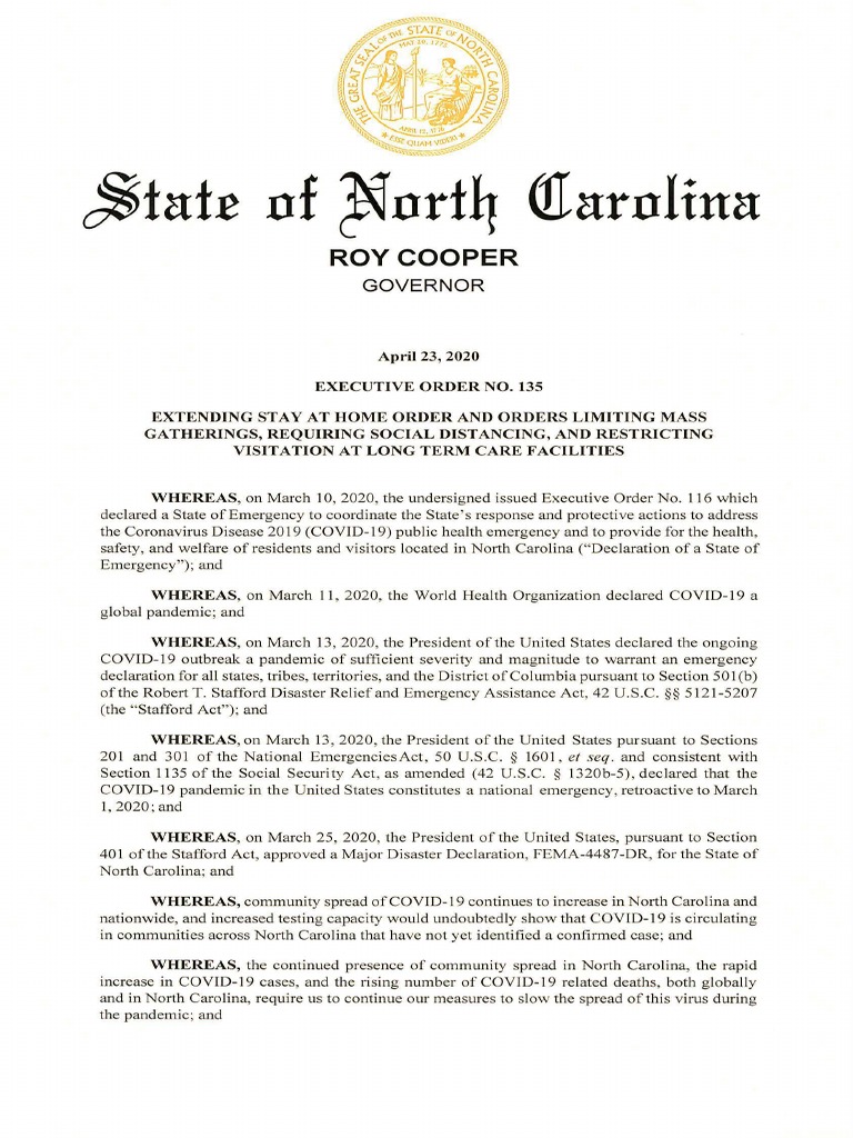 NC Executive Order Extends COVID-19 Restrictions | PDF | Executive ...