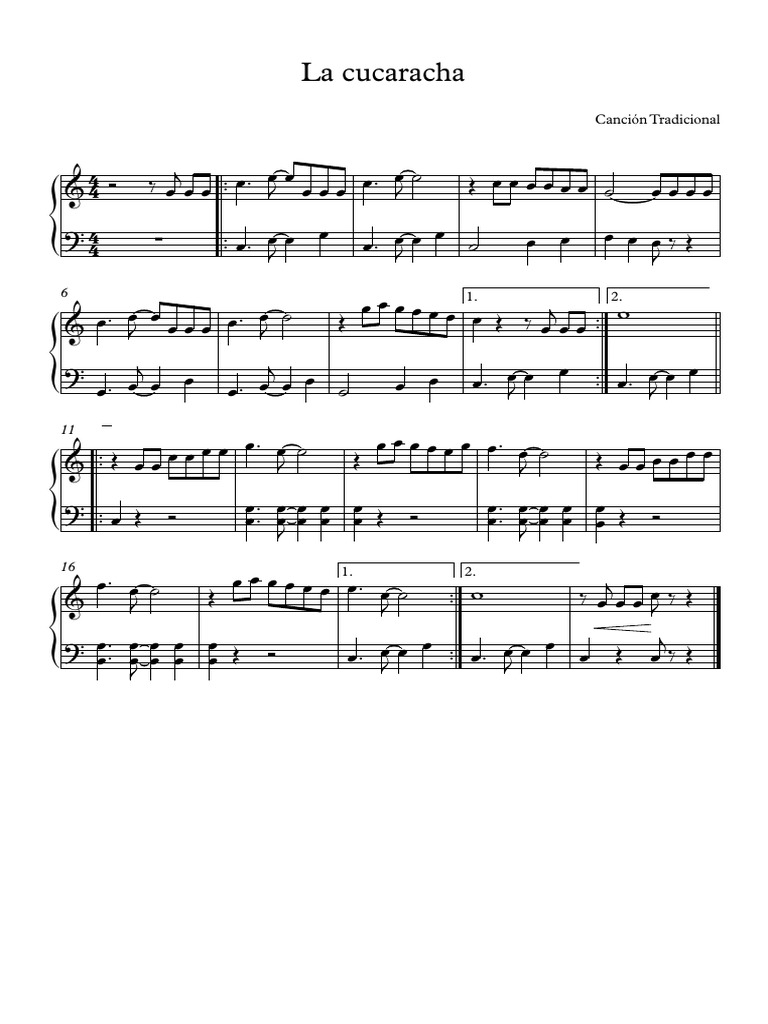 La Cucaracha - Partitura Completa | PDF